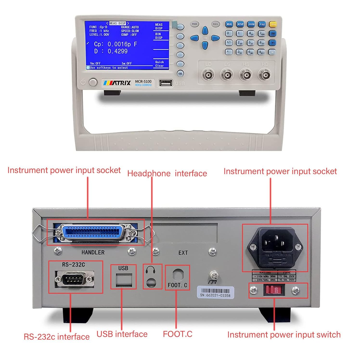 Buy MATRIX MCR-5100 Benchtop LCR Meter Precision Digital Lab Tester for ...