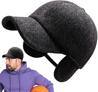 Hat with Ear Flaps, Fashionable Mens Warm Beanie with Brim, Mens ...