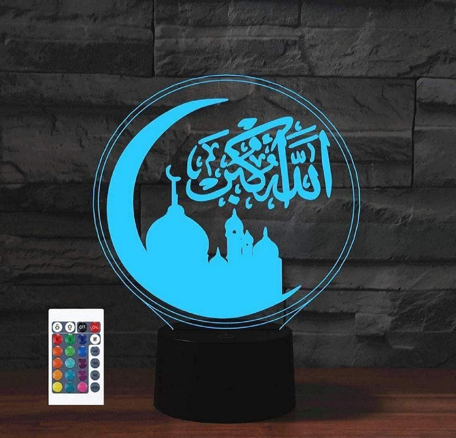 Jinnwell 3D Muslim Allah Islamic Night Light Lamp Illusion Night Light ...
