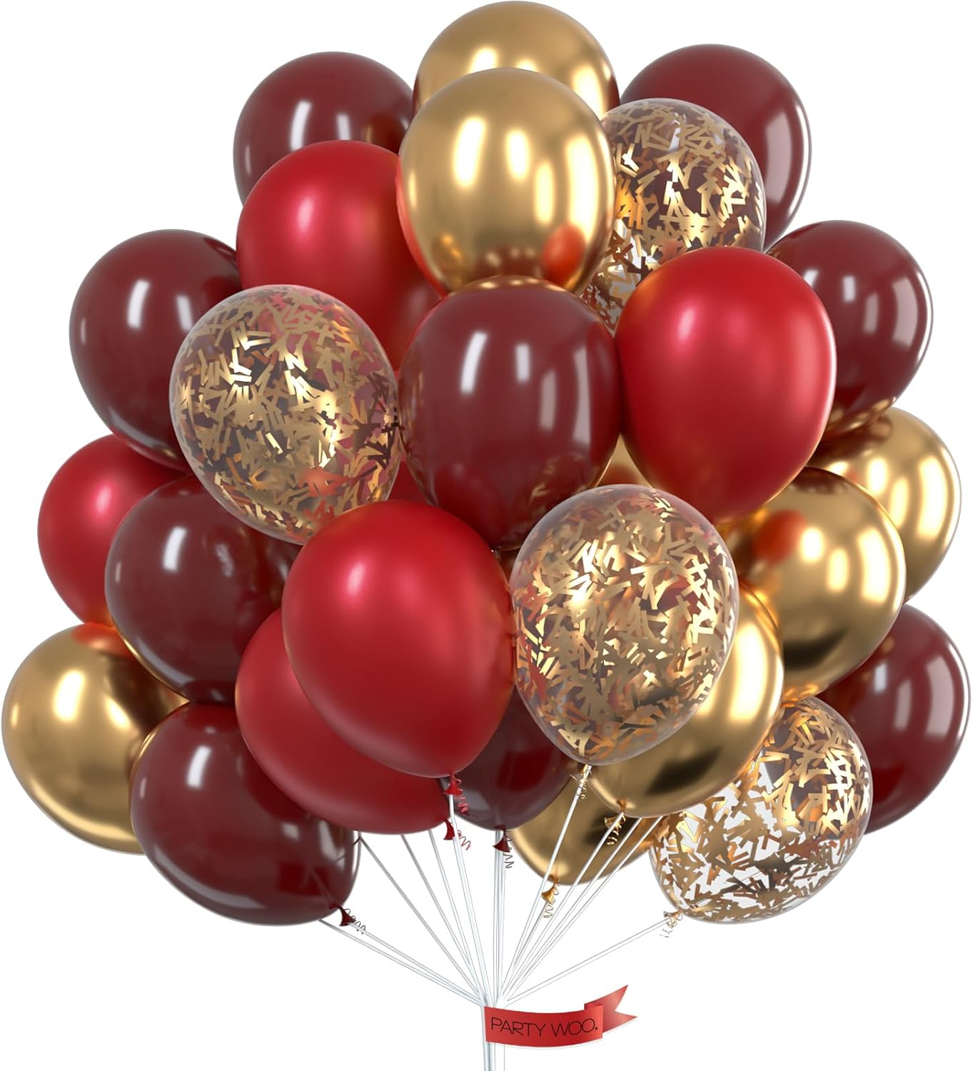 Amazon.com: PartyWoo Red and Gold Balloons, 100 pcs 12 Inch Pack for ...