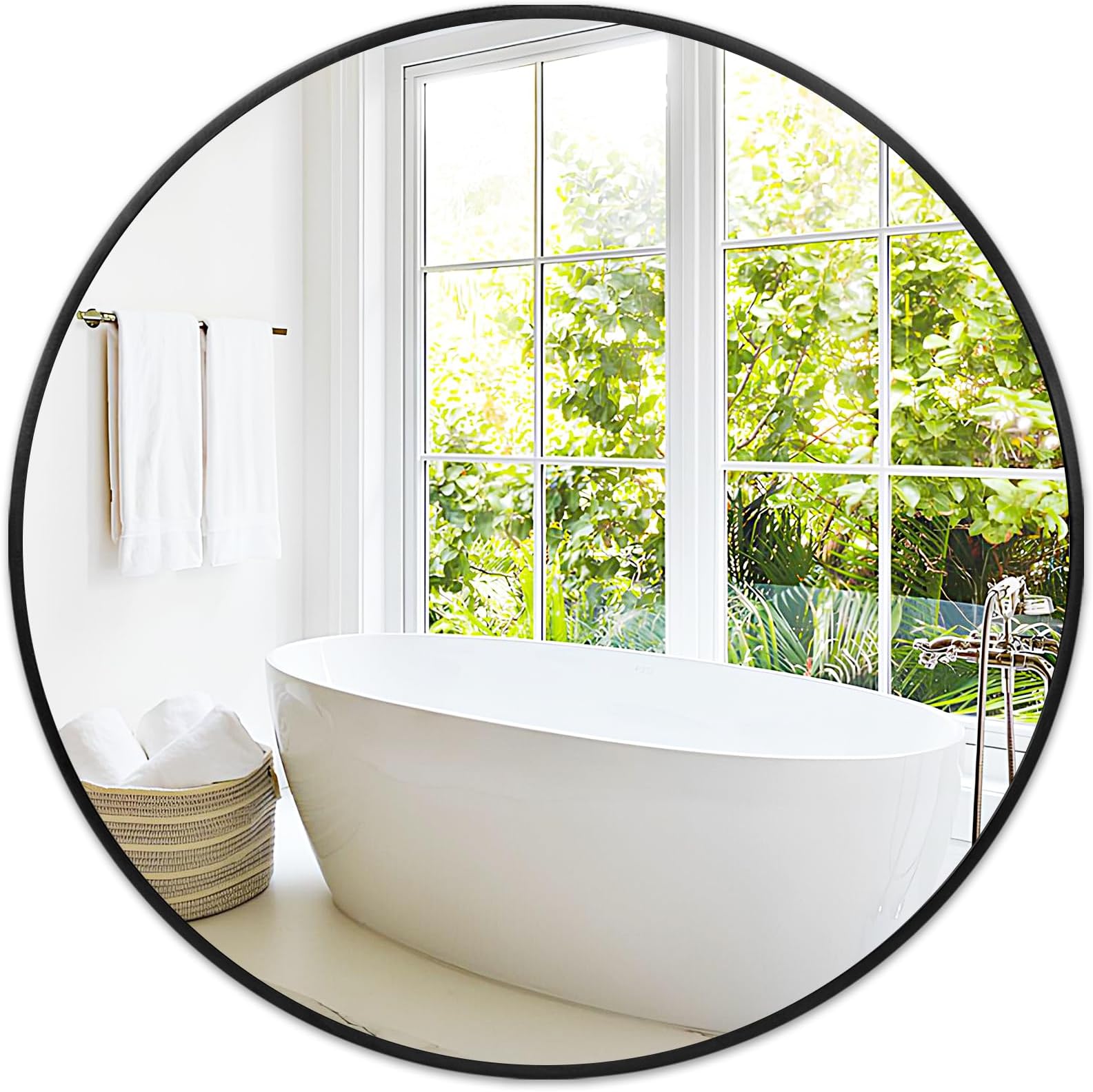 Amazon.com: AULESET 42" Round Mirror, Gold Large Circle Wall Mirror ...