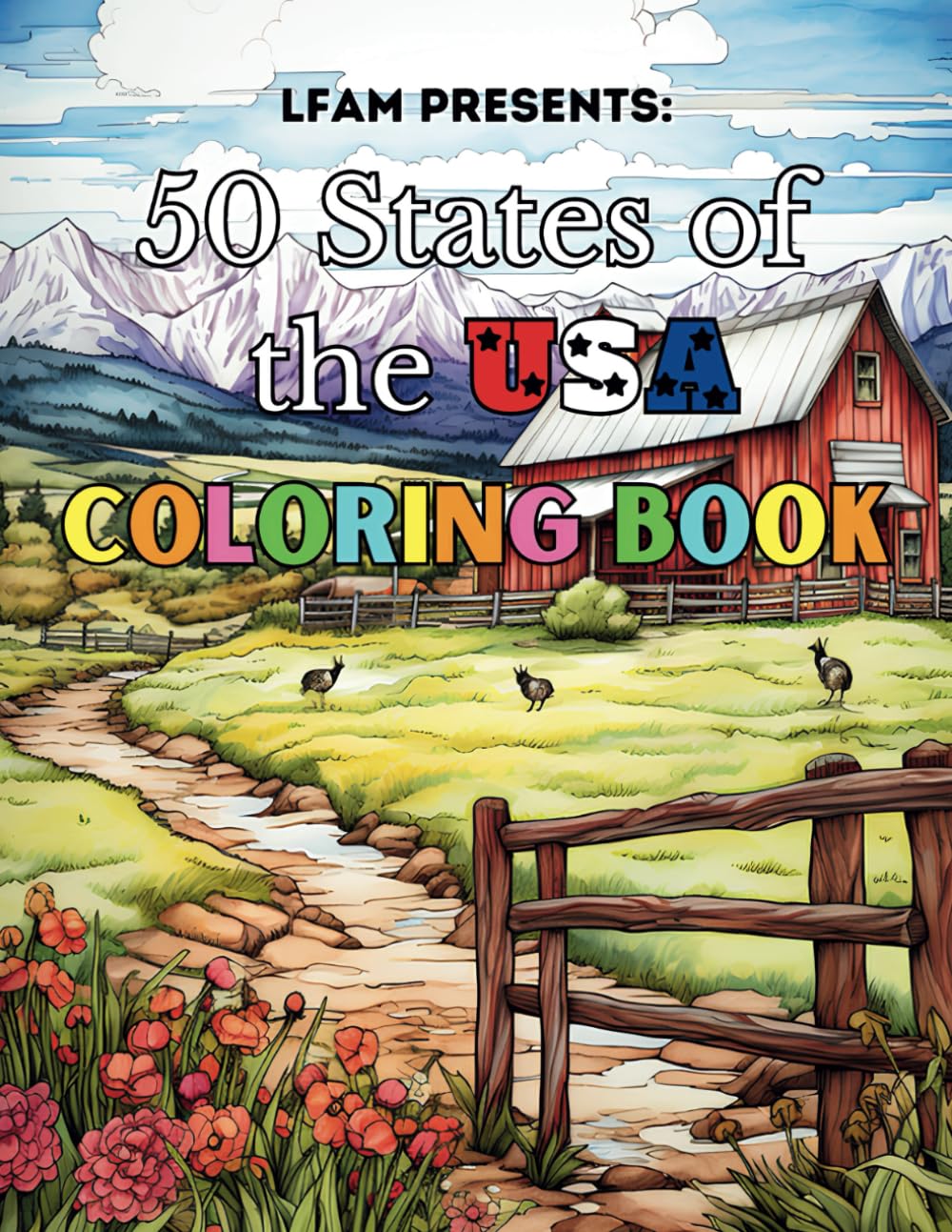 50 States of the USA Coloring Book: USA States: LFAM: 9798867508227 ...