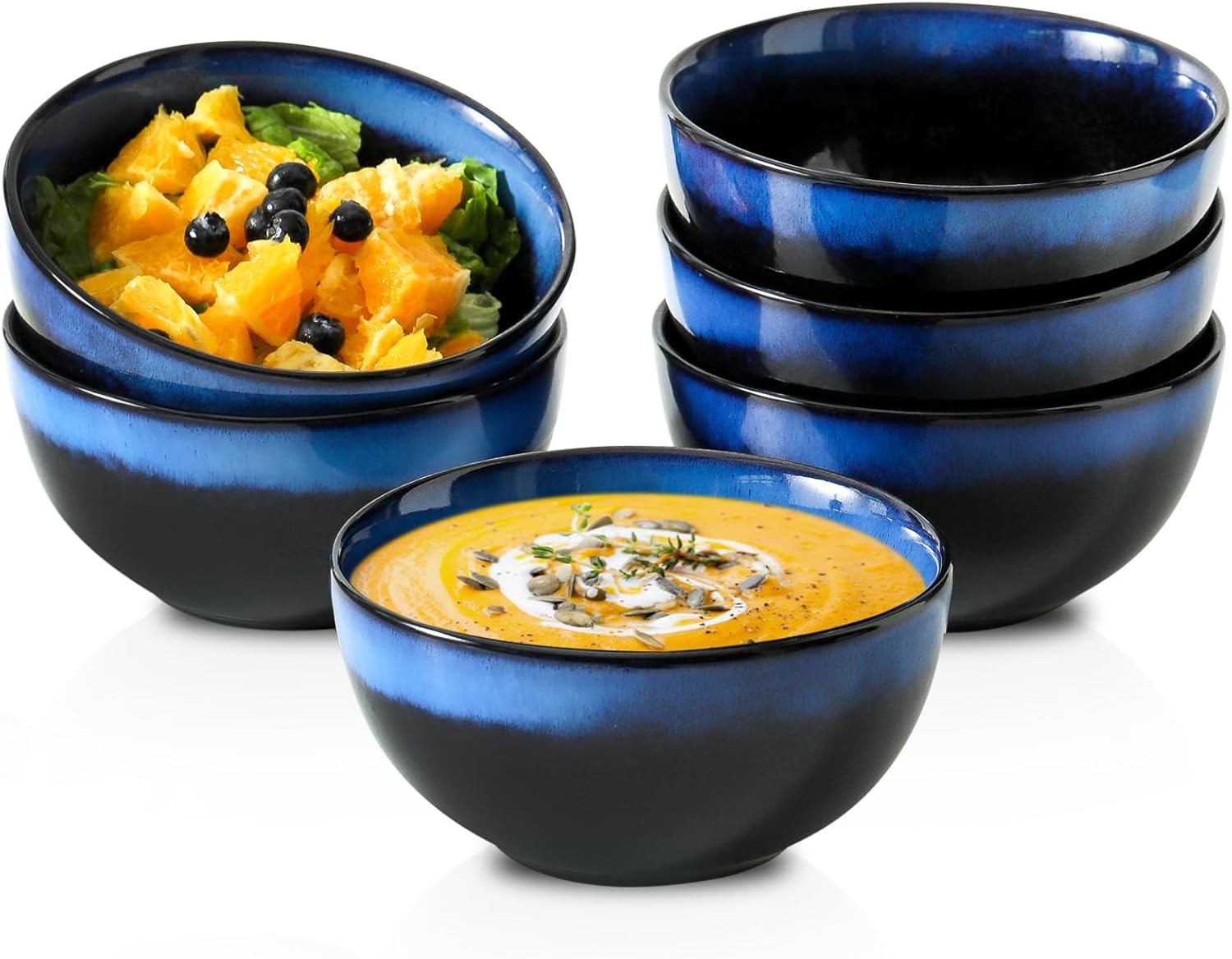 Amazon.com | glowworm Porcelain Cereal Bowls Set of 6, 24 OZ Soup Bowls for Kitchen, Gradient ...