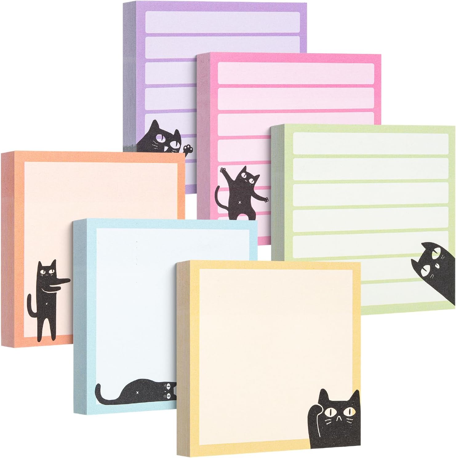 Mr. Pen- Sticky Notes, 3" x 3", 6 Pads, 480 Sheets, Black Cat Sticky ...