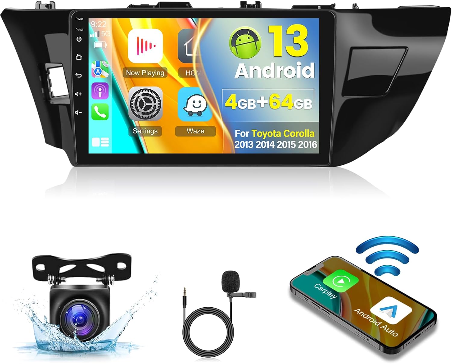 Amazon.com: EKAT 8 Core [4G+64G] Car Radio for Toyota Corolla 2013 2014 ...