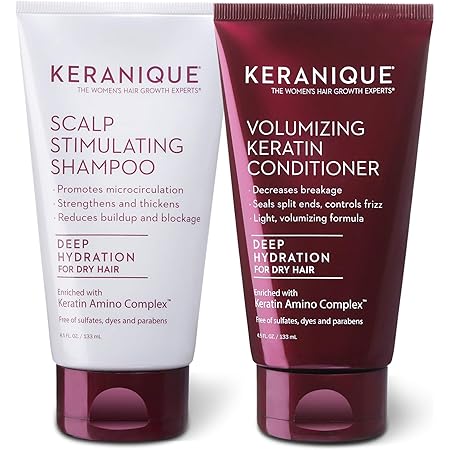 Amazon.com : Keranique Deep Hydrating Shampoo and Conditioner Set for ...