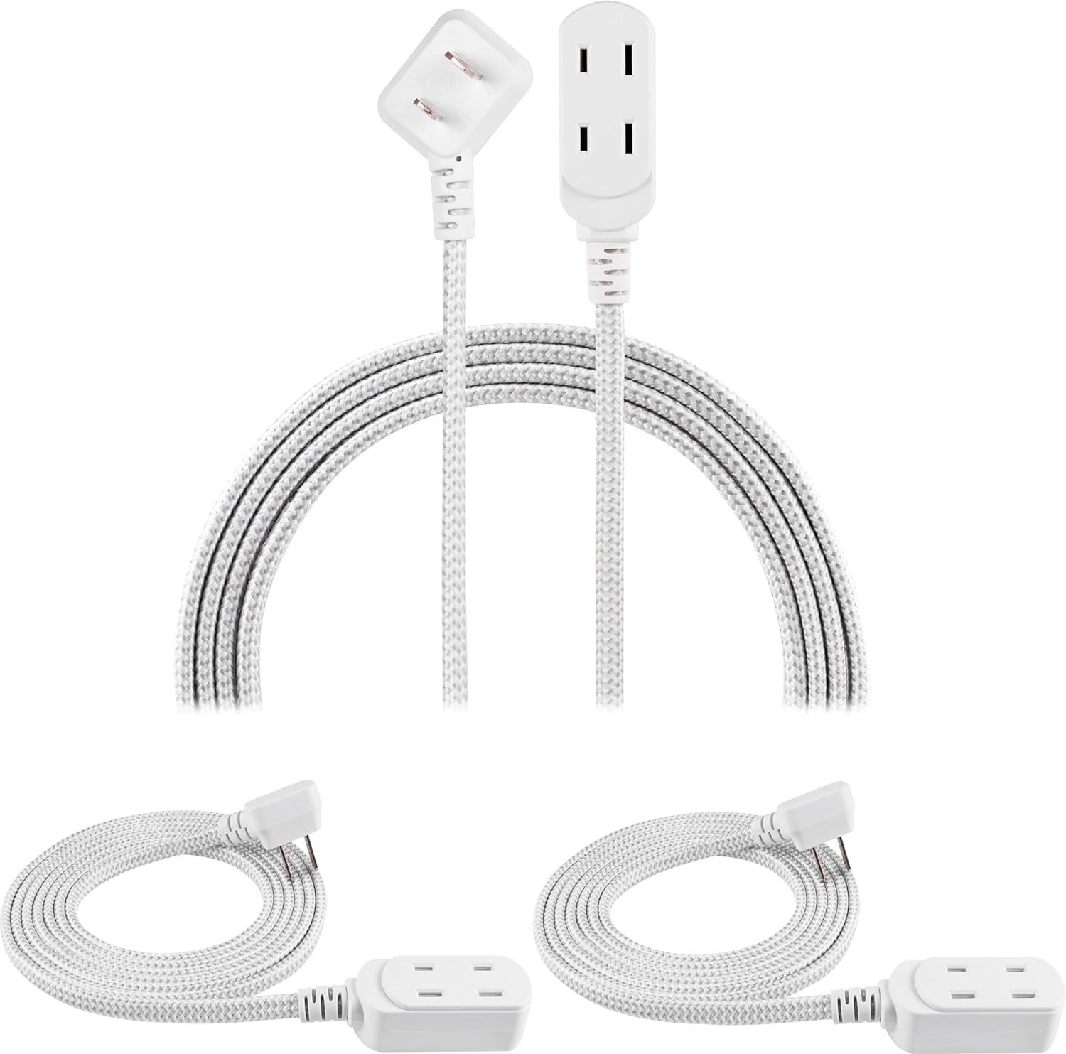 Philips 3 Outlet Indoor Braided Extension Cord, 8 Ft Long Cord ...