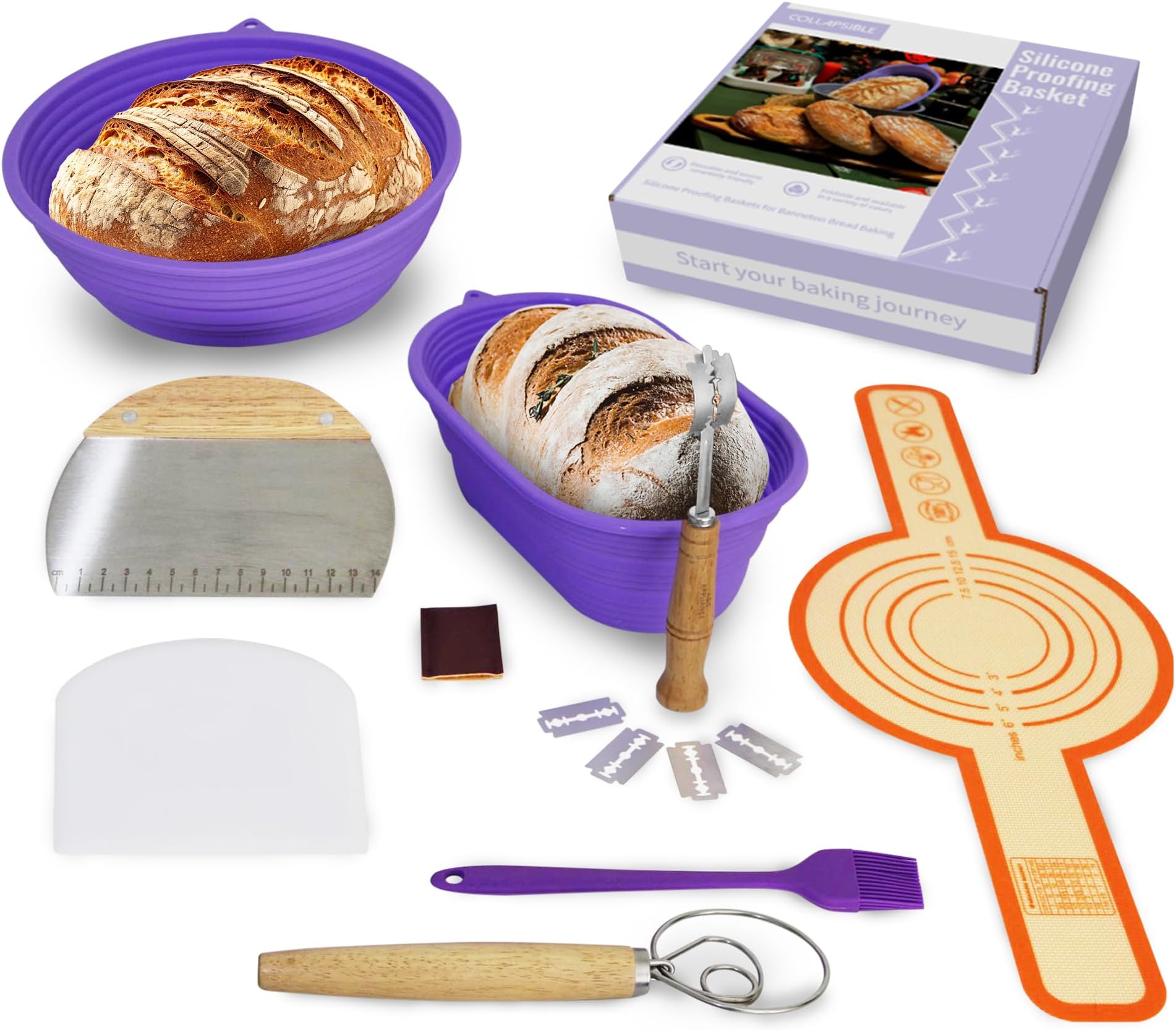 Amazon.com: Silicone Banneton Bread Proofing Basket, Sourdough Bread ...