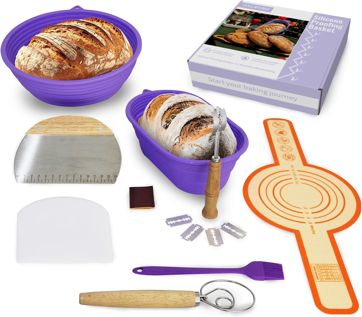 Amazon.com: Sourdough Silicone Banneton Bread Proofing Baskets, 9 Inch ...