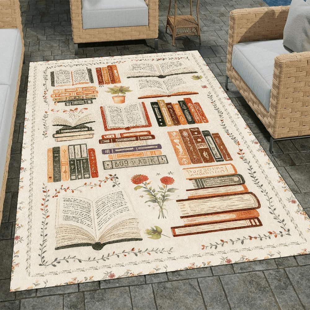 Amazon.com: Custom Vintage Book Rug, Classroom Library Rugs - Reading ...