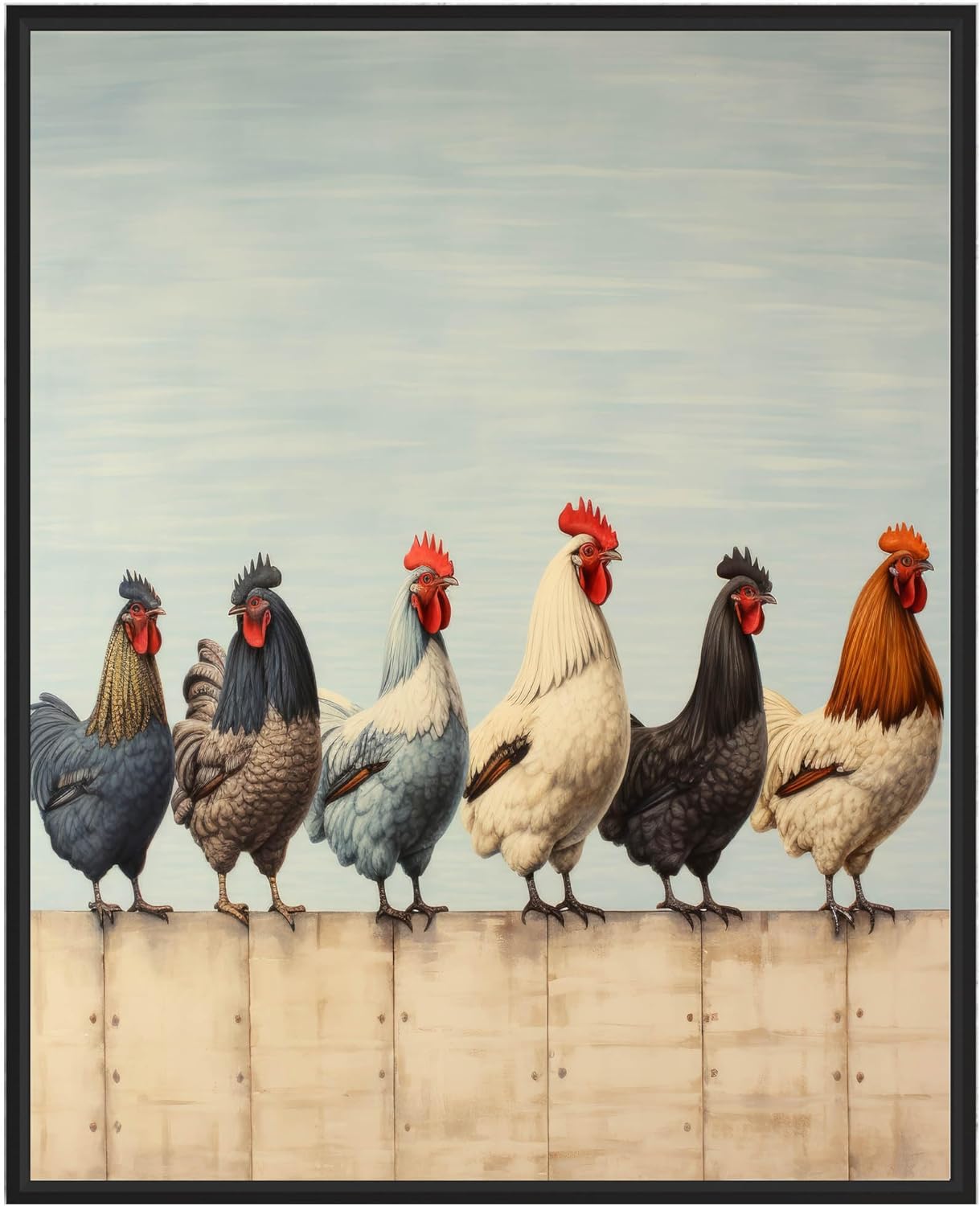 Amazon.com: Chickens Art Print Poster, Game Bird Wall Art Vintage Print ...