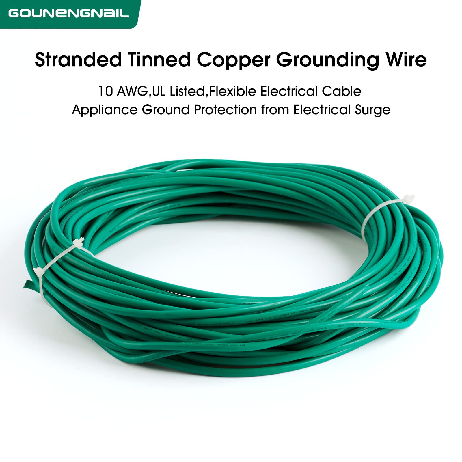 Snapklik.com : GOUNENGNAIL-Stranded Tinned Copper Grounding Wire 10 AWG ...