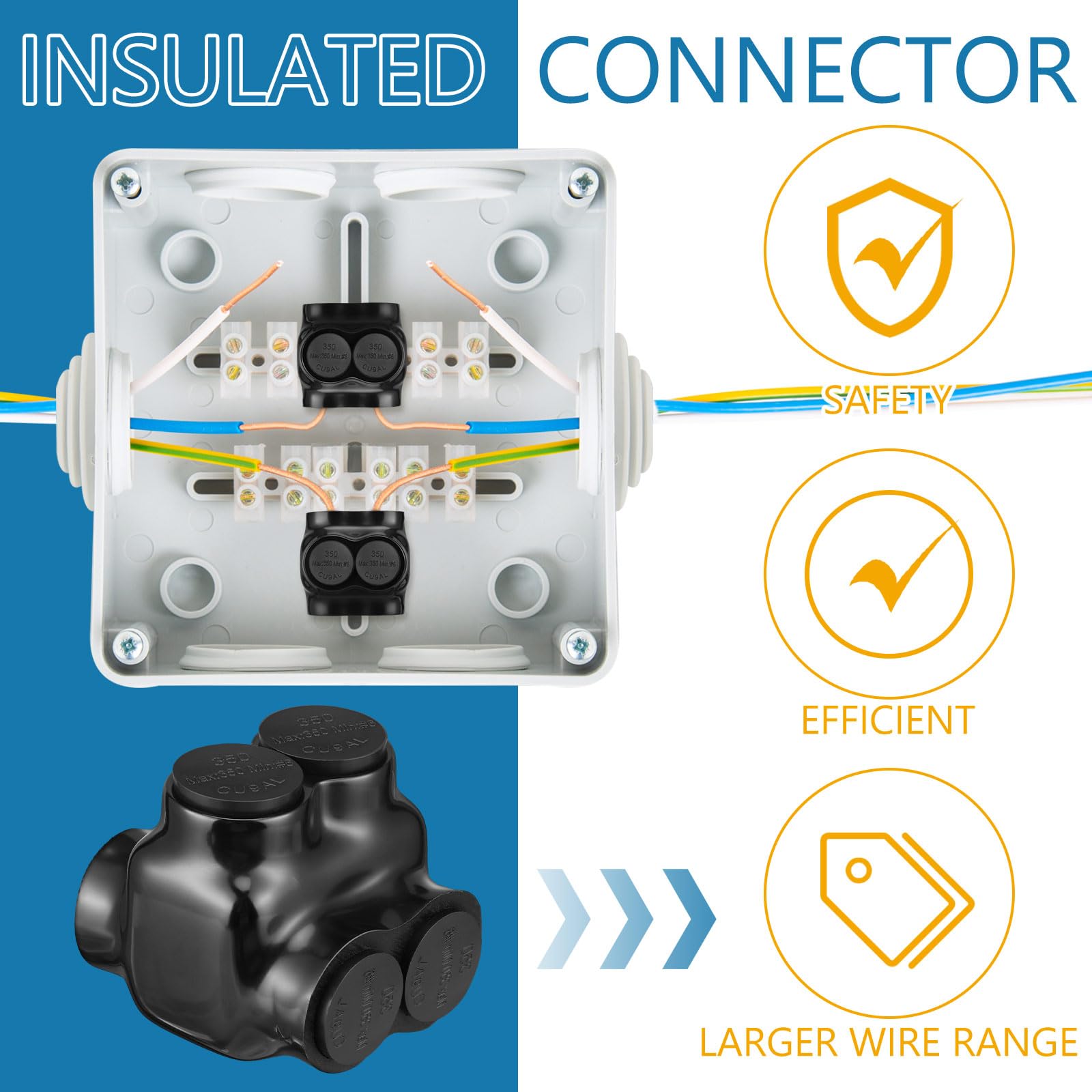 Snapklik.com : Copkim 5 Pcs Black Insulated Cable Connector Multi Wire ...