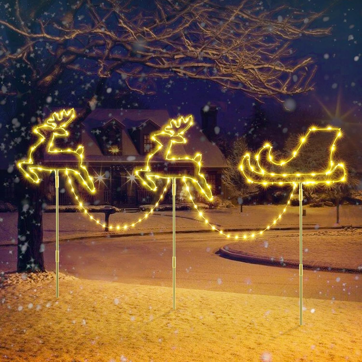 Quntis Outdoor Christmas Pathway Lights Mains Powered, 83cm 129 LED ...