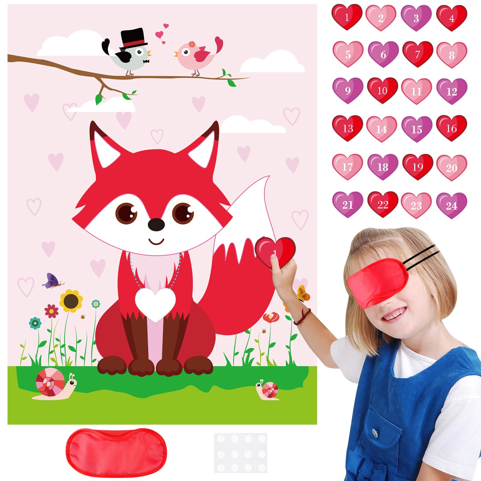 Snapklik.com : PLULON Valentines Game For Kids Pin Heart On Fox