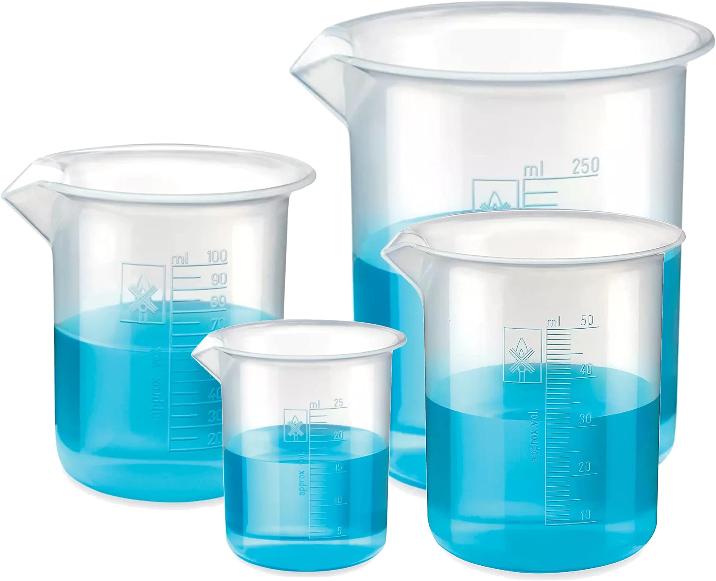 Bello Polypropylene Plastic Beaker 25ml, 50ml, 100ml, 250ml with ...