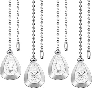 Hariendny 4 PCS Metal Light Pull Chains Ceiling Fan Pull Chain Silver ...