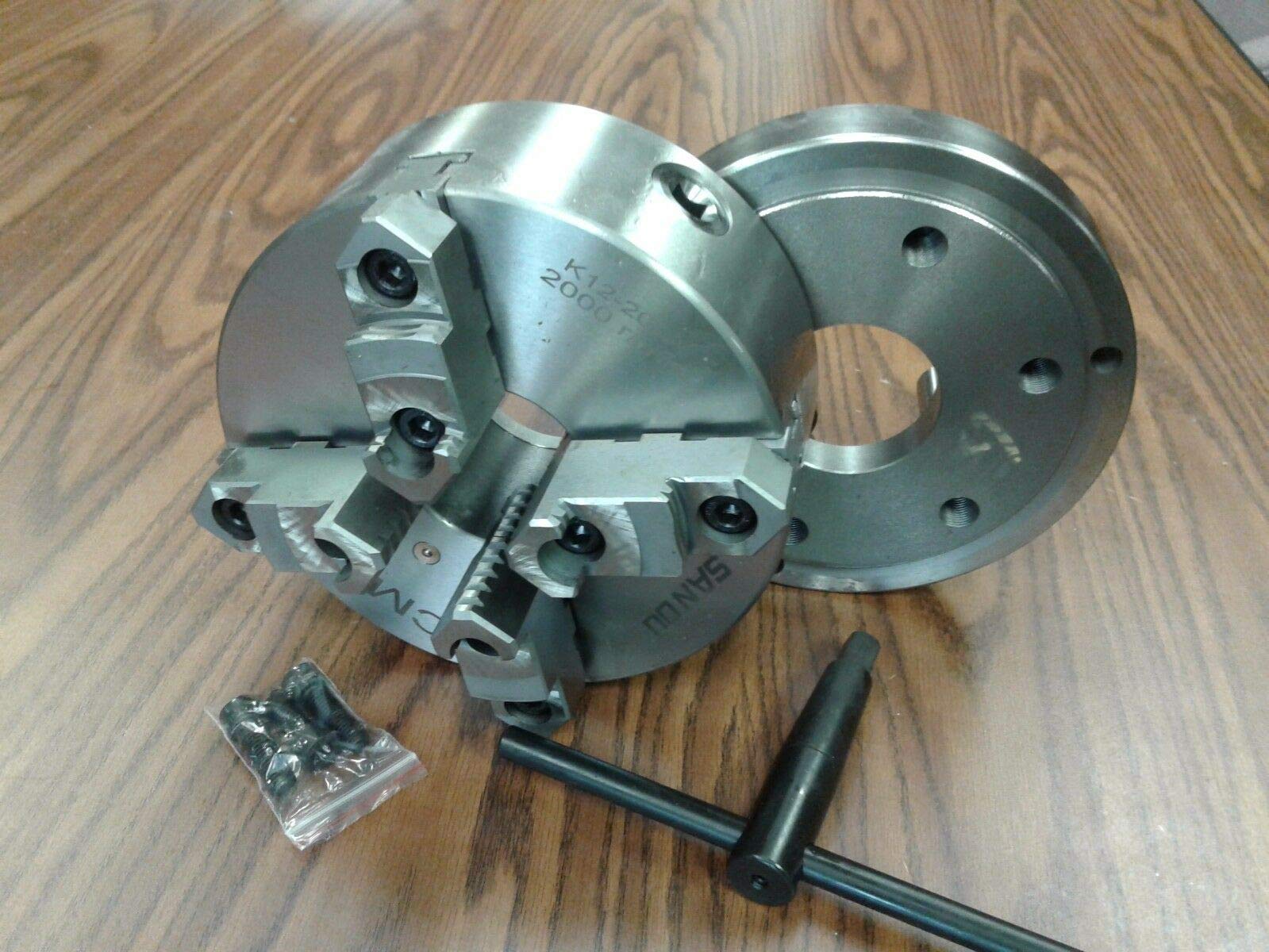 8" 4-Jaw Self-Centering Lathe Chuck top&bottom jaws w. D1-6 adapter ...