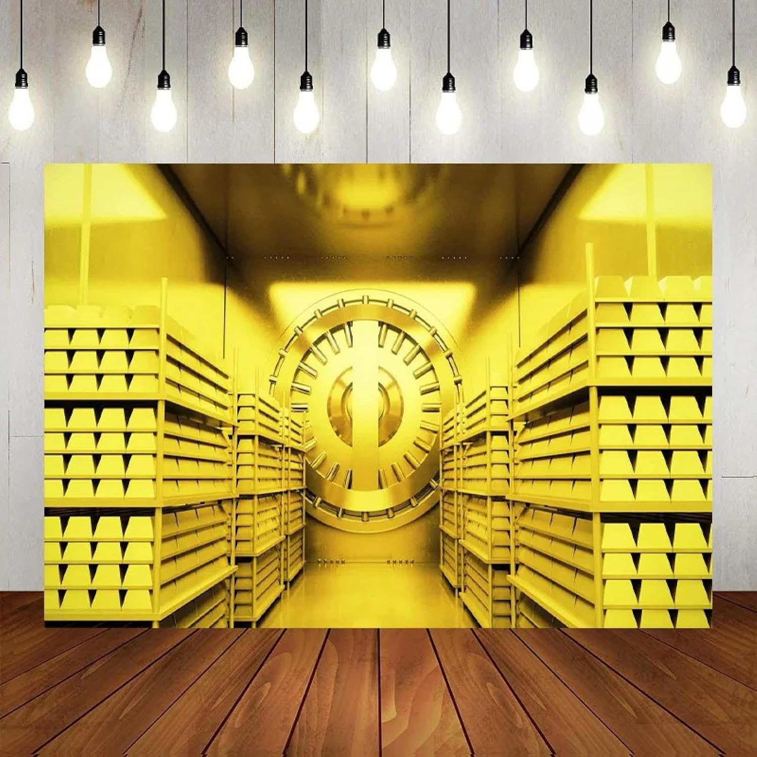Amazon.com : Bank Vault Backdrop Gold Birthday Bank Door Storage Room ...