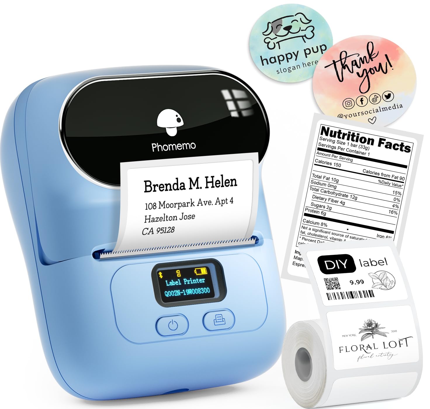 Phomemo M110 Label Maker: Bluetooth, Portable, Inkless, Rechargeable ...