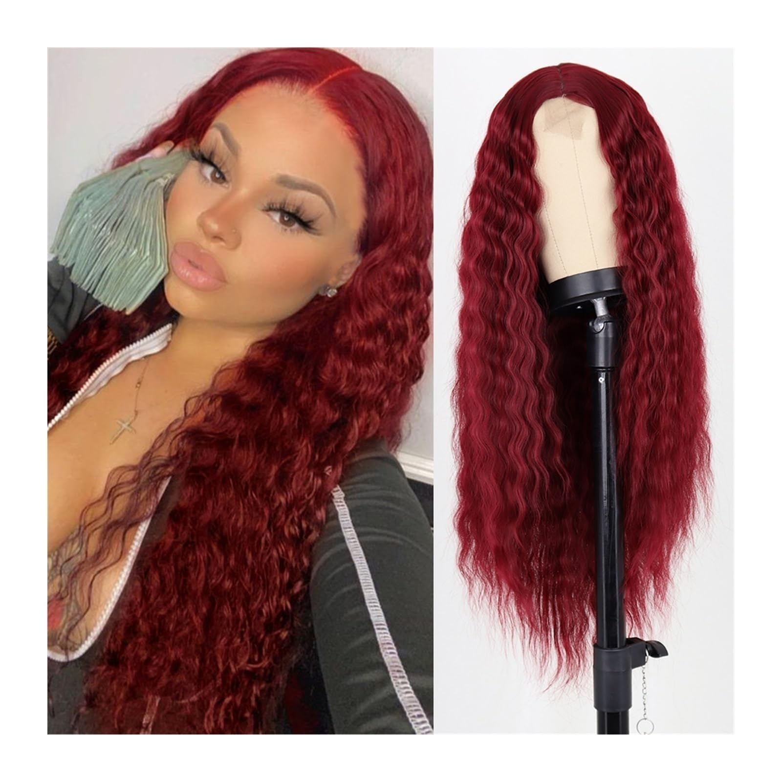 Dark Red Curly Scene Hair