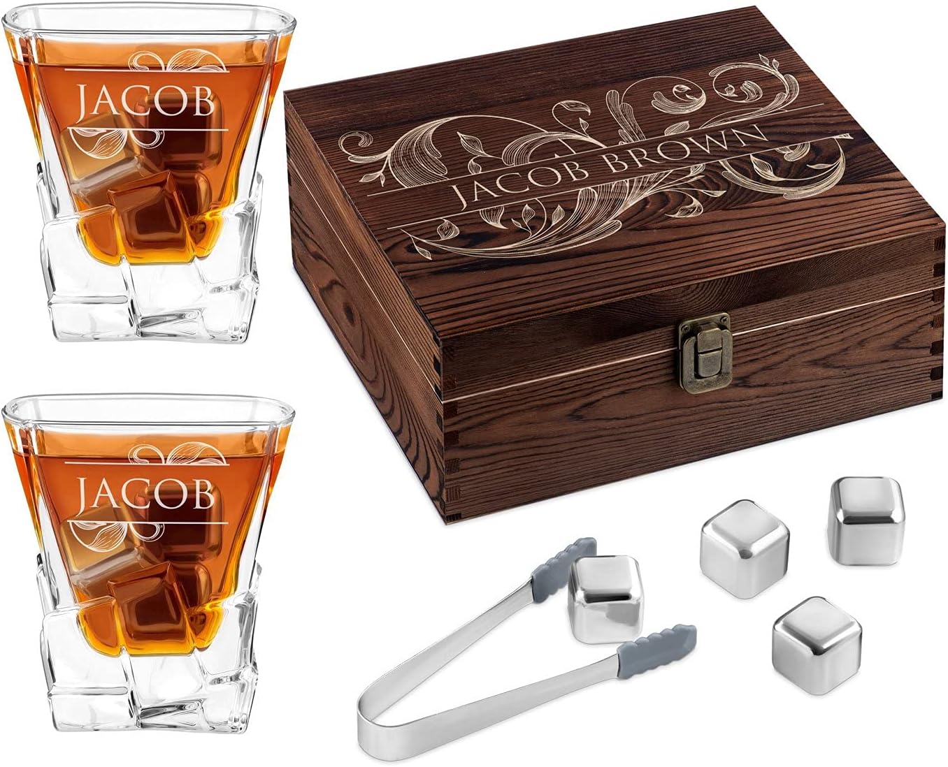 Amazon.com: Personalized Whiskey Stone Gift Set - Custom Engraved Drink ...