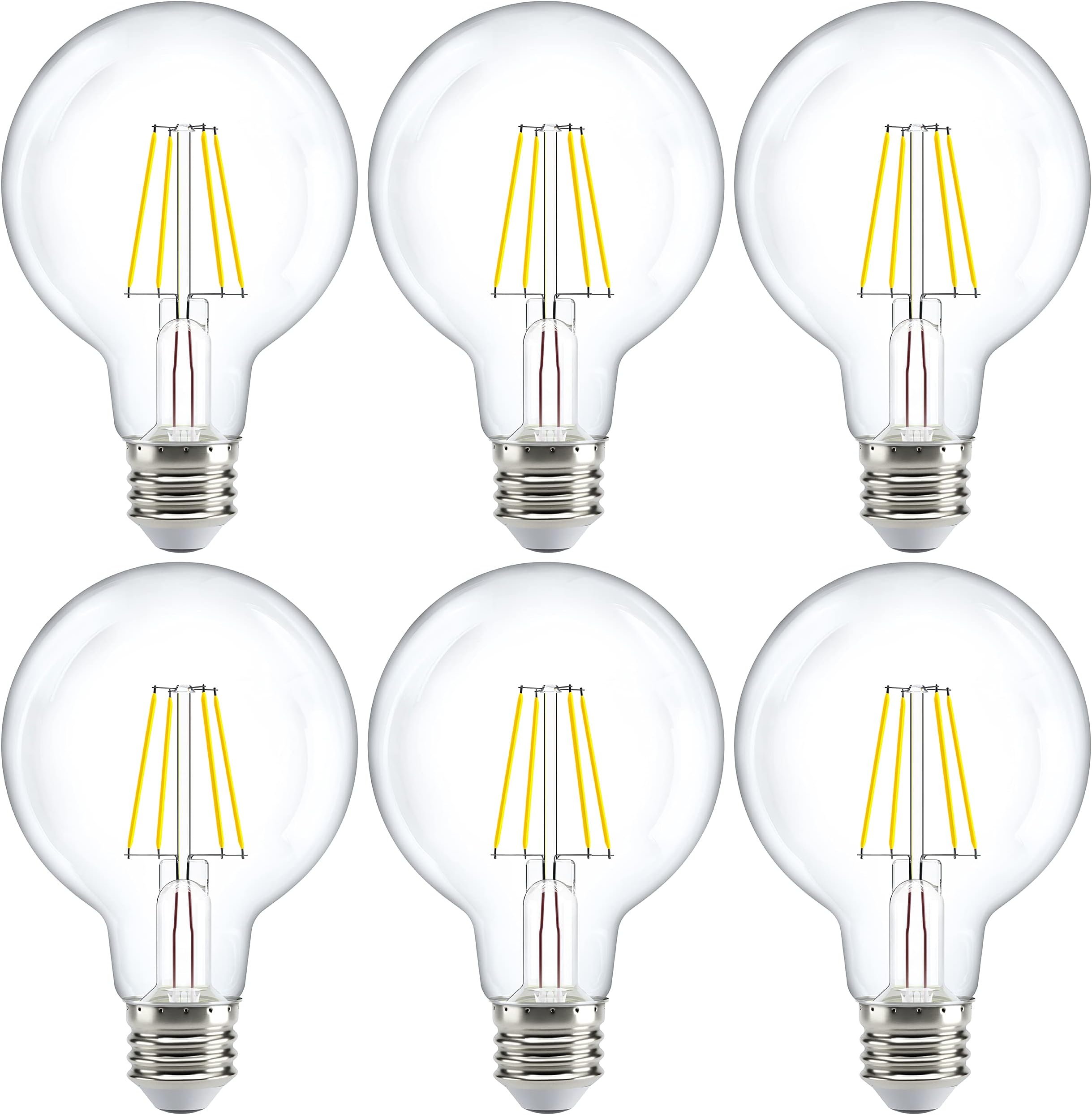 Feit Electric G2560/930CA/FIL/3/RP LED Filament Glass Globe Bulbs, Pack ...