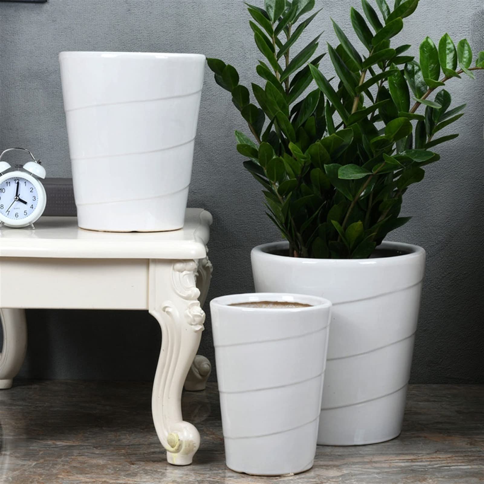 White Glazed Large Ceramic Planters Ceramic Planter Pots With Drainage