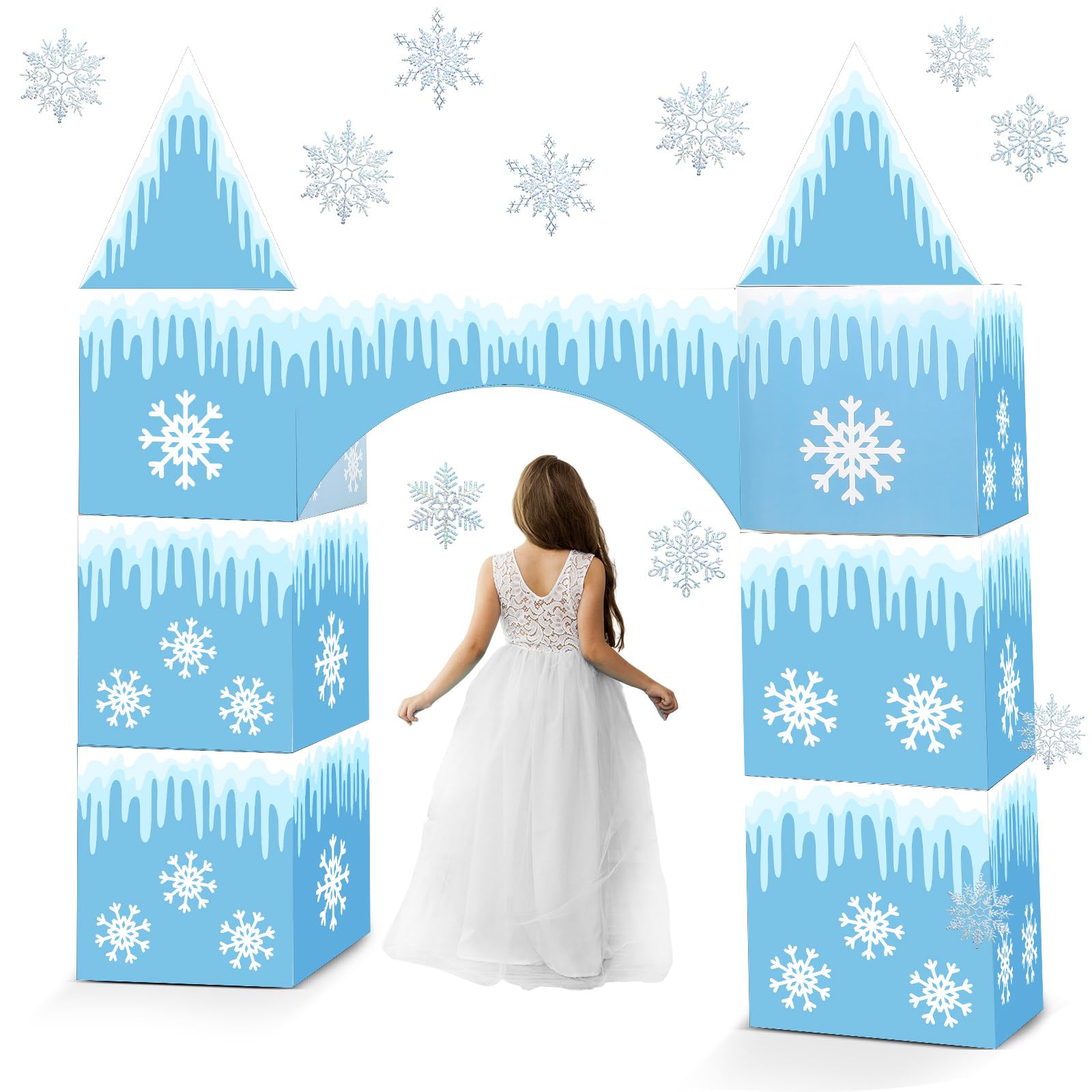 Amazon.com: Bucherry 9 Pcs Winter Cardboard Castle Playhouse Large ...