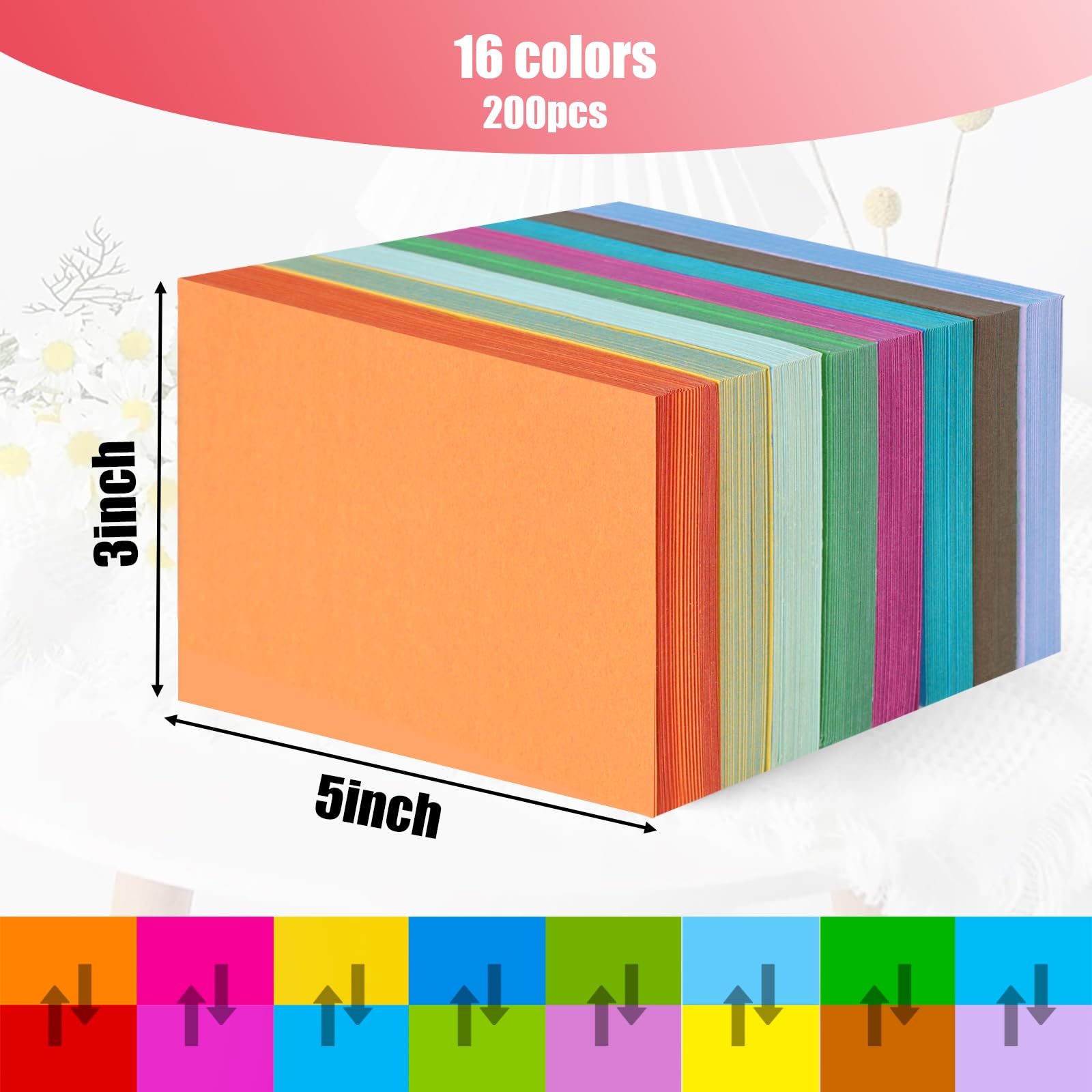 Snapklik.com : 200PCS Thickened Index Cards, 3x5 Flash Cards Colorful ...