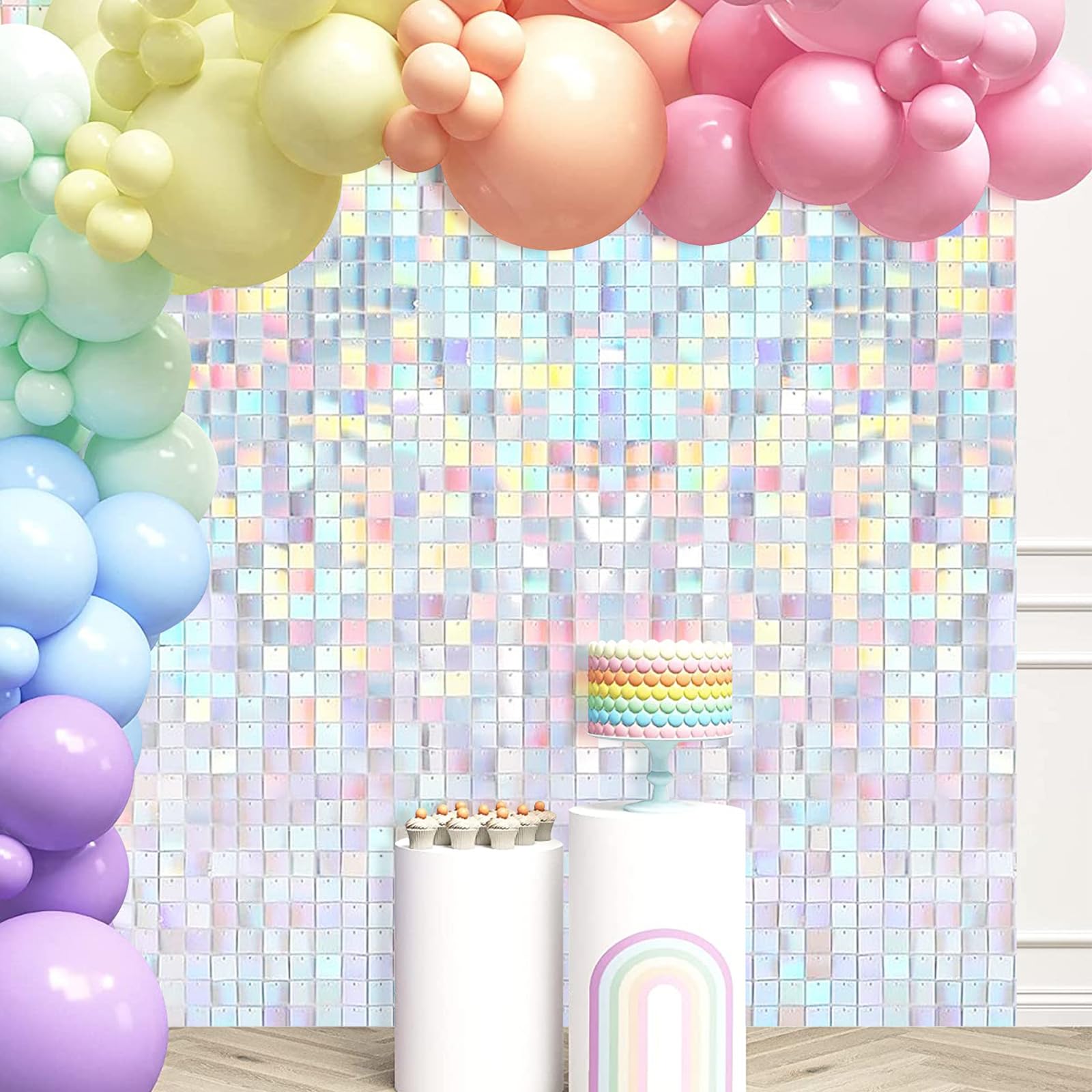 50 Pack Silver Shimmer Wall Backdrop Sequin Panels Square Sequin ...