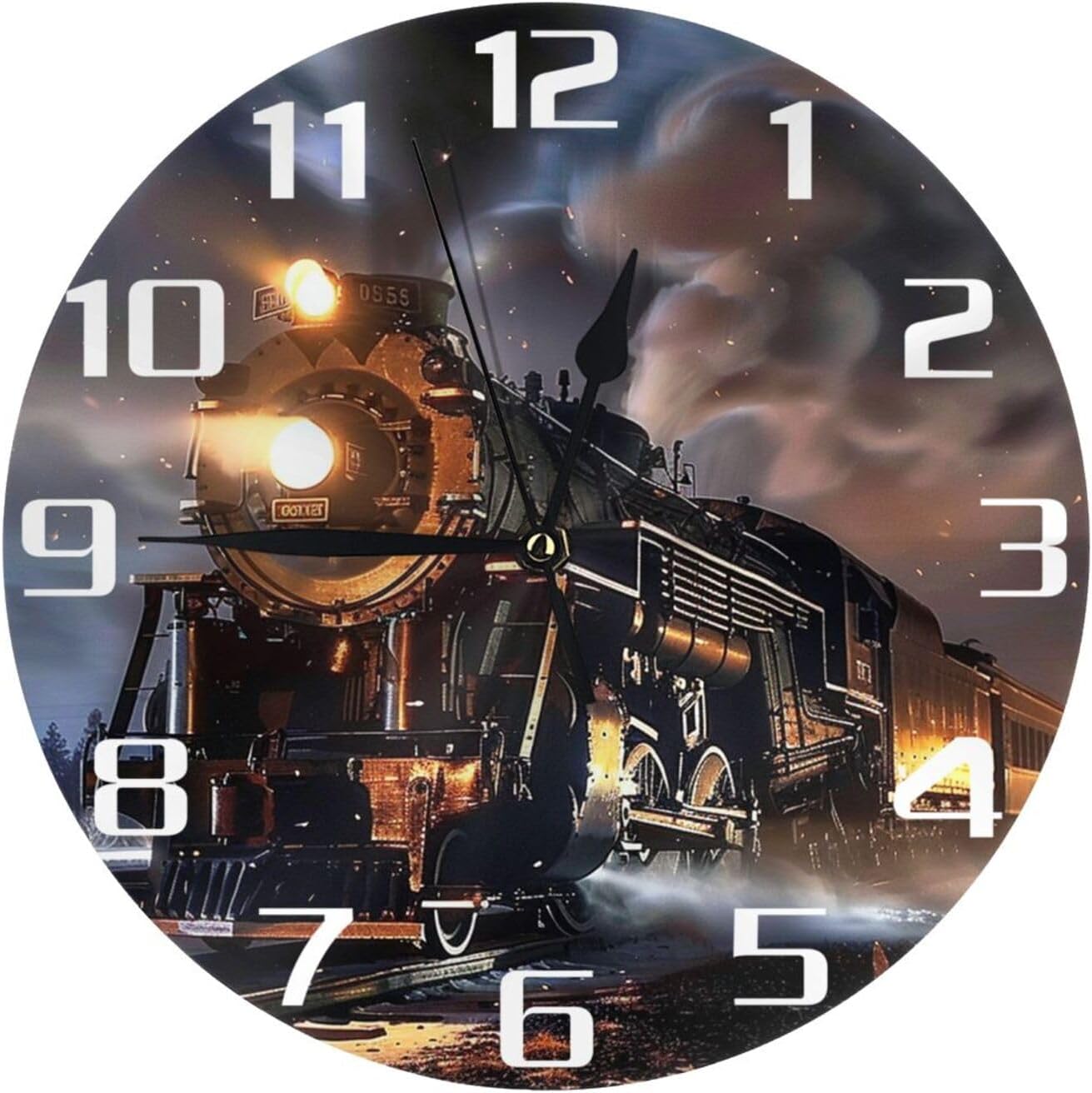 Amazon.com: Tangopi Vintage Steam Train Wall Clock 10 Inch Silent Non ...