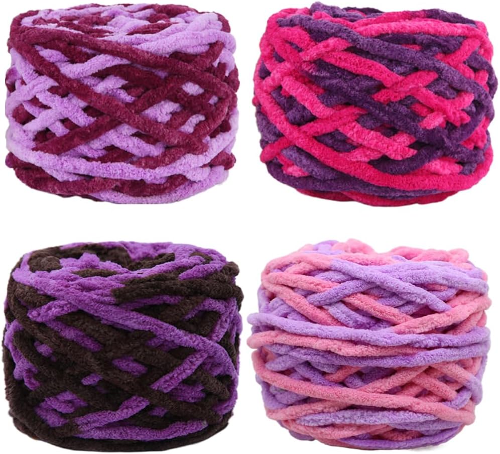 Chunky Knitting Yarn Set 4 x 80g Double Knitting Wool Multi Coloured ...