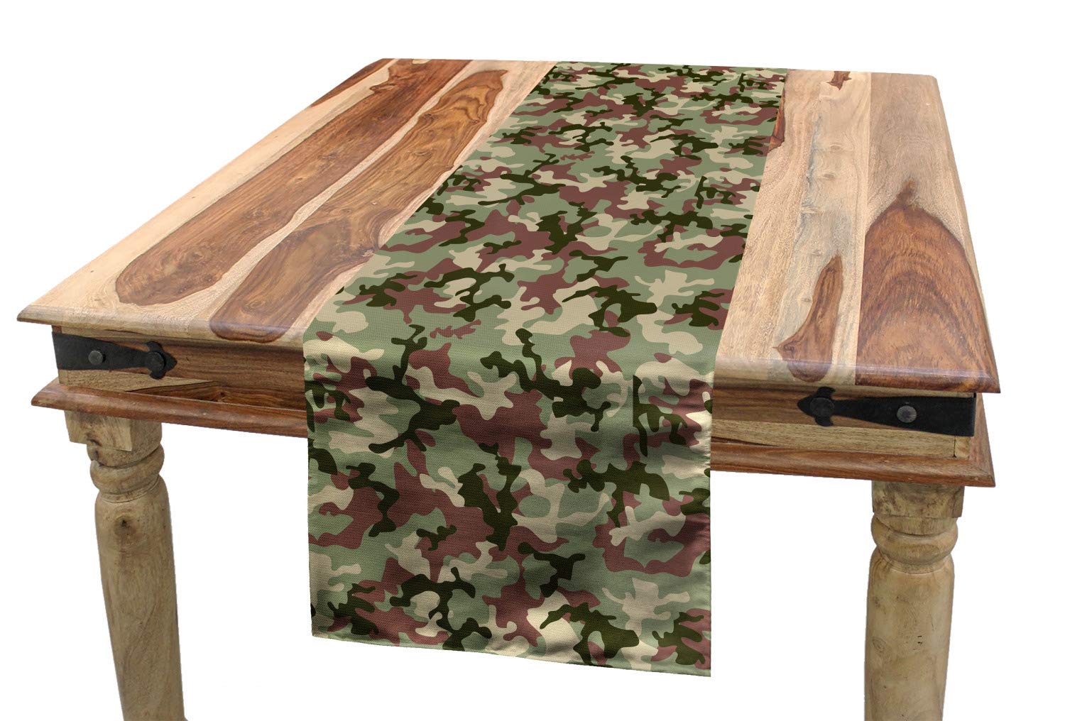 Amazon.com: Ambesonne Camo Table Runner, Illustrated Green Camouflage ...