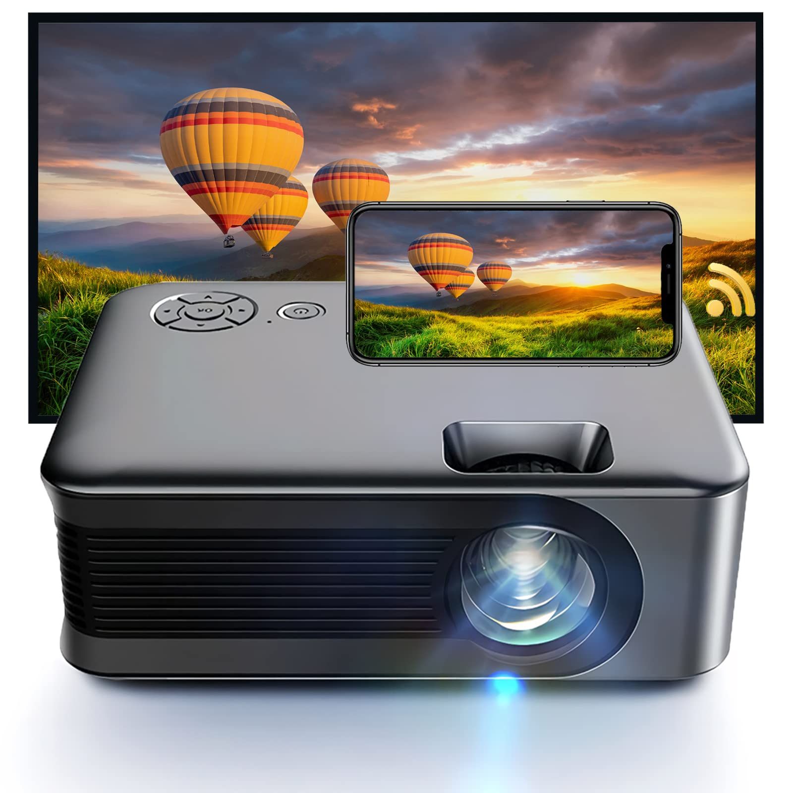 Portable Video Projector, 1080p 3000 Lumens A30AIR Home Theater Phone ...