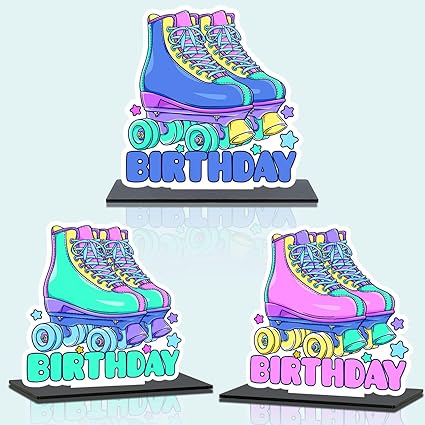 Amazon.com: Roller Skating Birthday Acrylic Centerpieces for Table ...