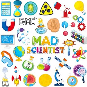 Amazon.com: Science Bulletin Board Decorations 66 Counts Mad Scientist ...