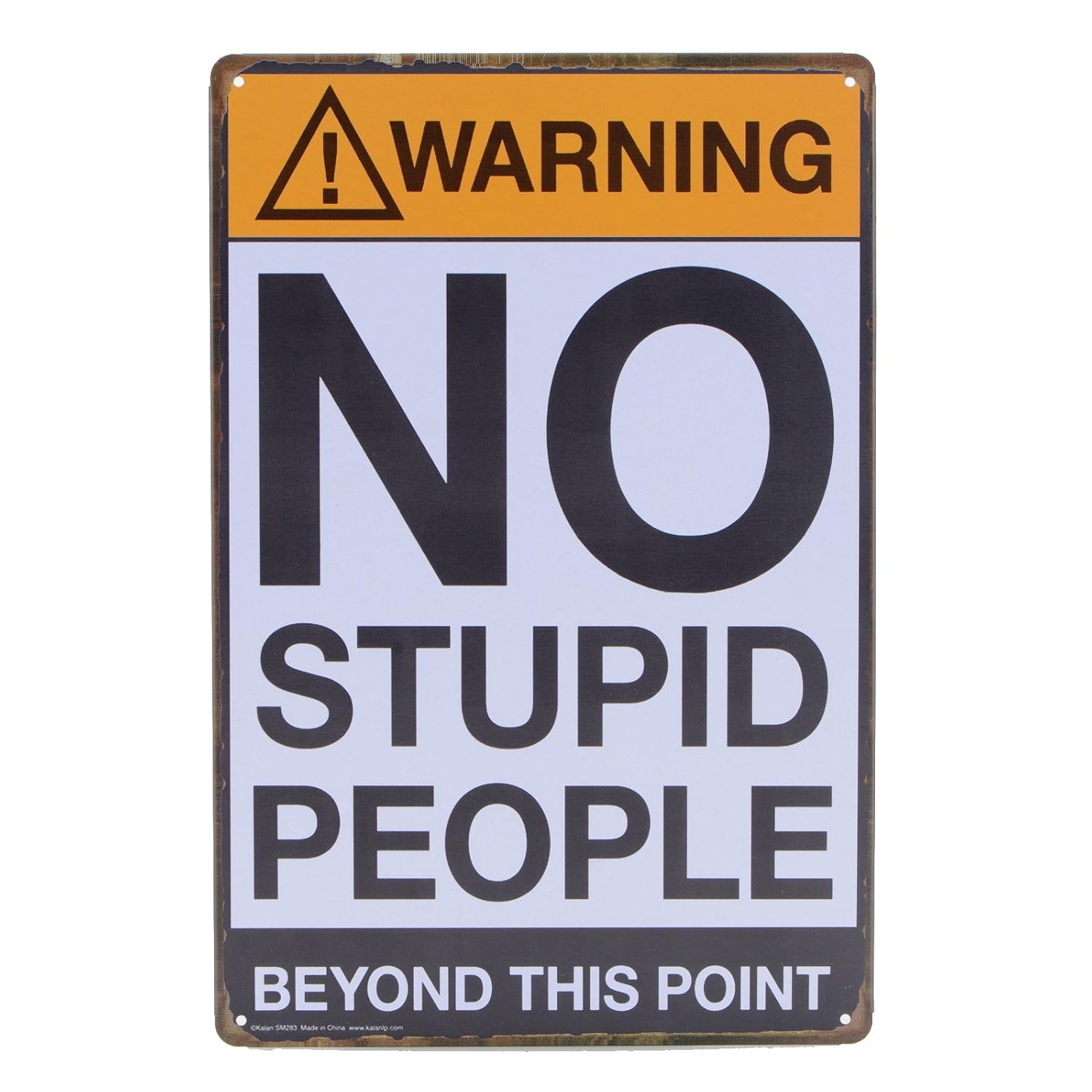 Store2508 Vintage Metal Tin Sign Poster – Warning No Stupid People ...