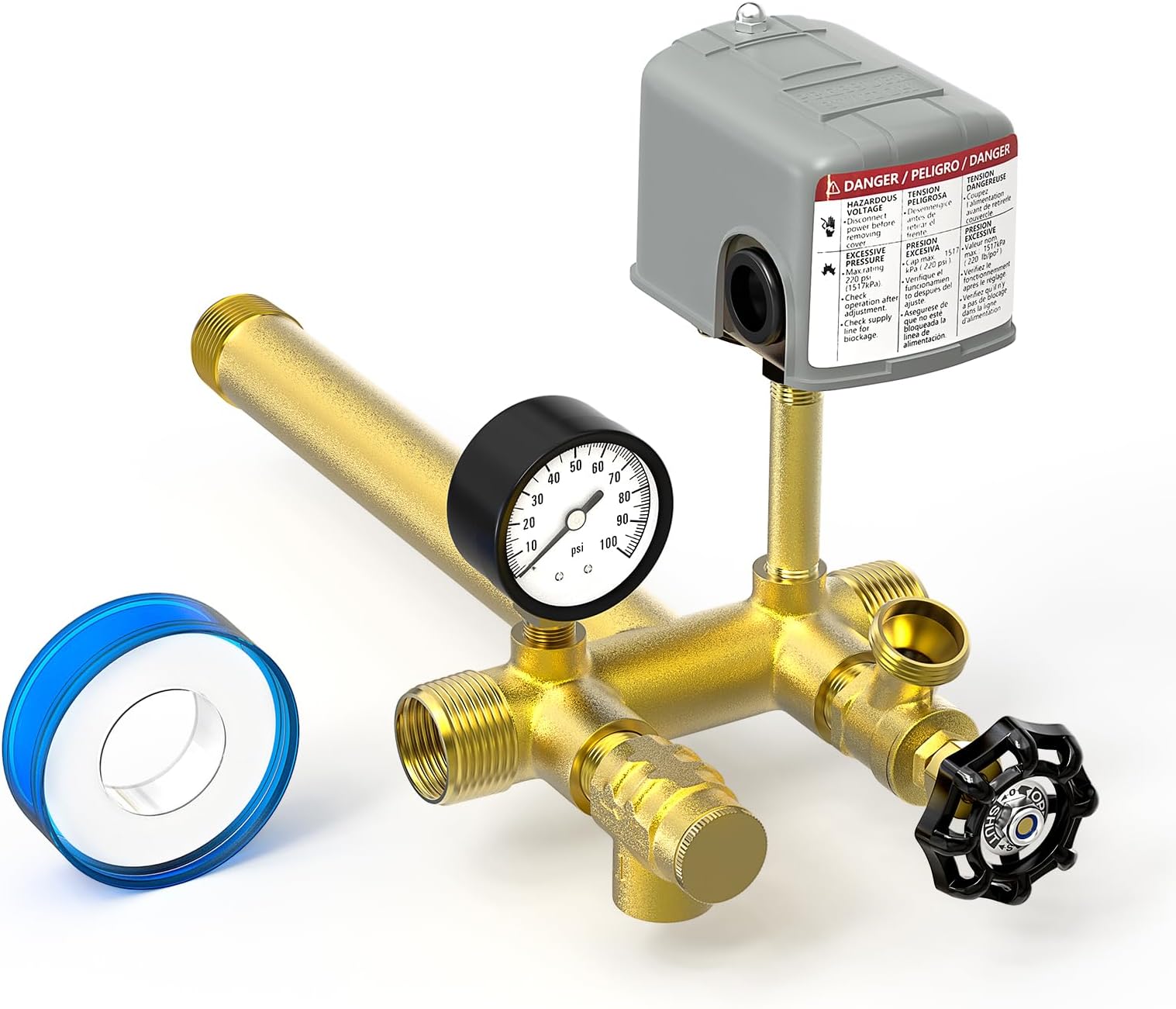 BAKEJOY Lead-Free Brass Well Pressure Tank Tee - Easy Installation for ...