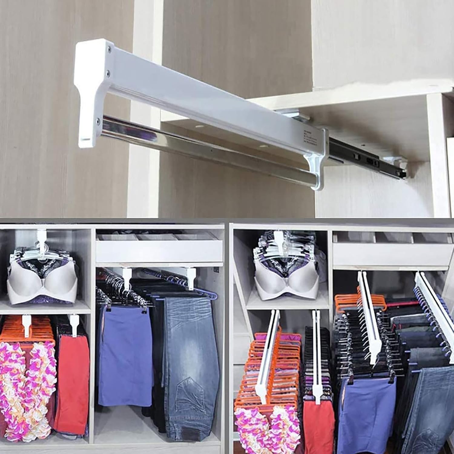 Heavy-Duty Top-Mounted Pull-Out Pull-Out Closet Hanger Rack Rod Ball ...