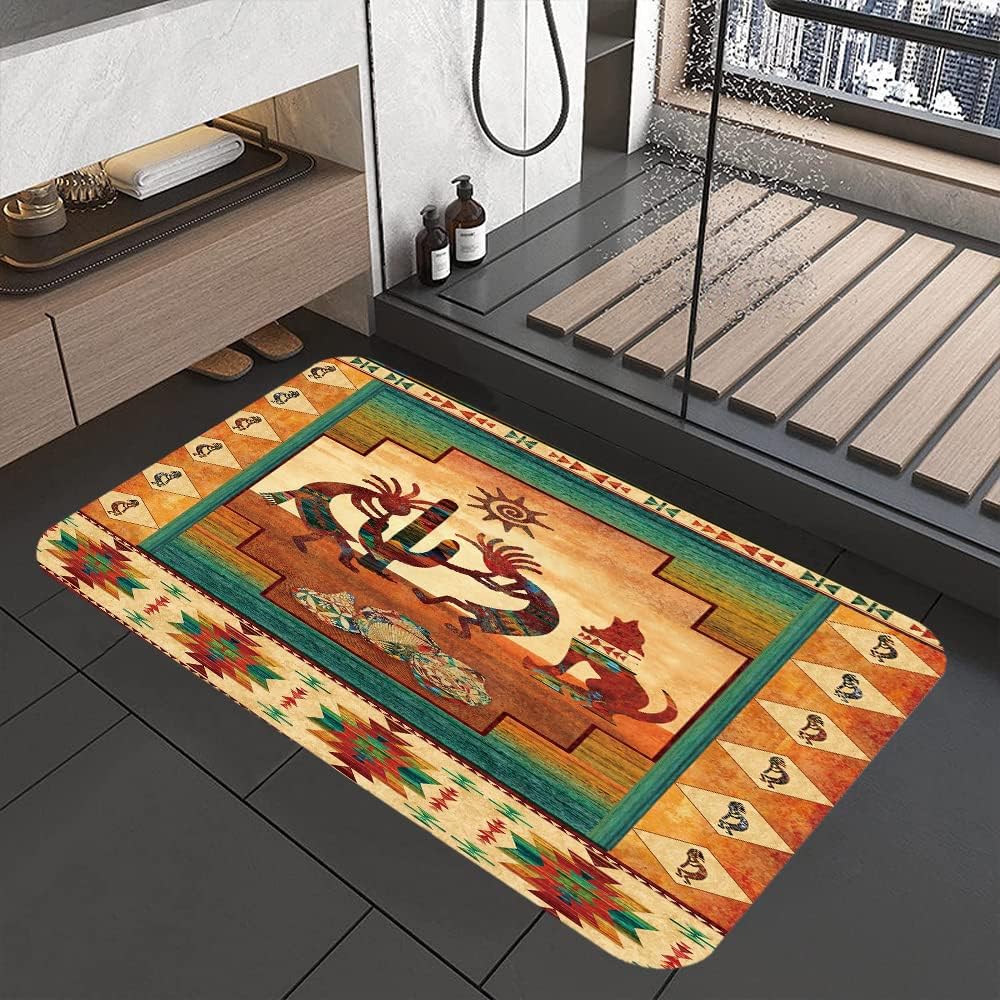 Amazon.com: Western Bathroom Rugs, Kokopelli Native Southwestern Bath ...
