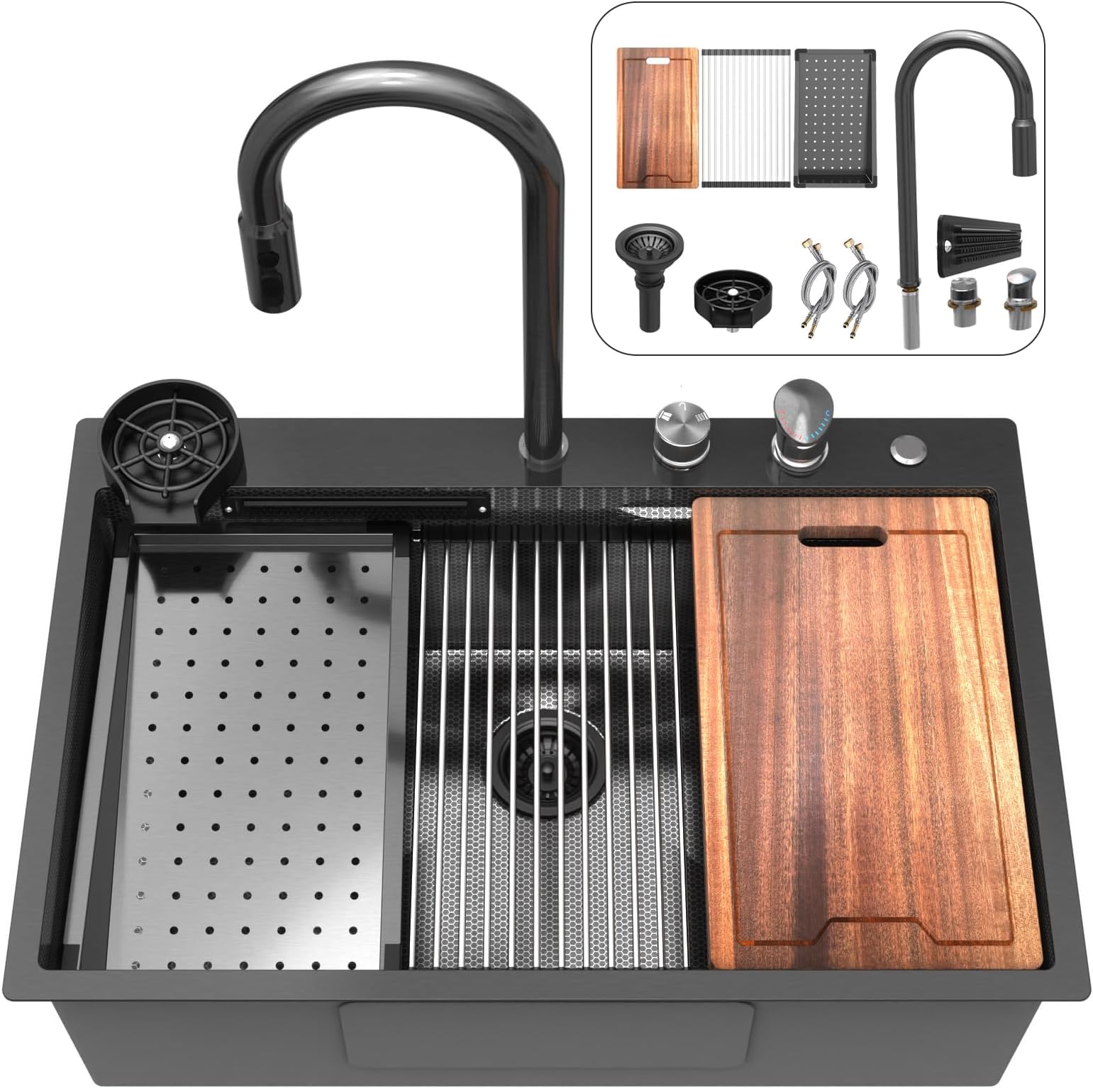 31.5"Kitchen Sink Waterfall, Upgraded Smart Kitchen Sink, Nano 304 ...