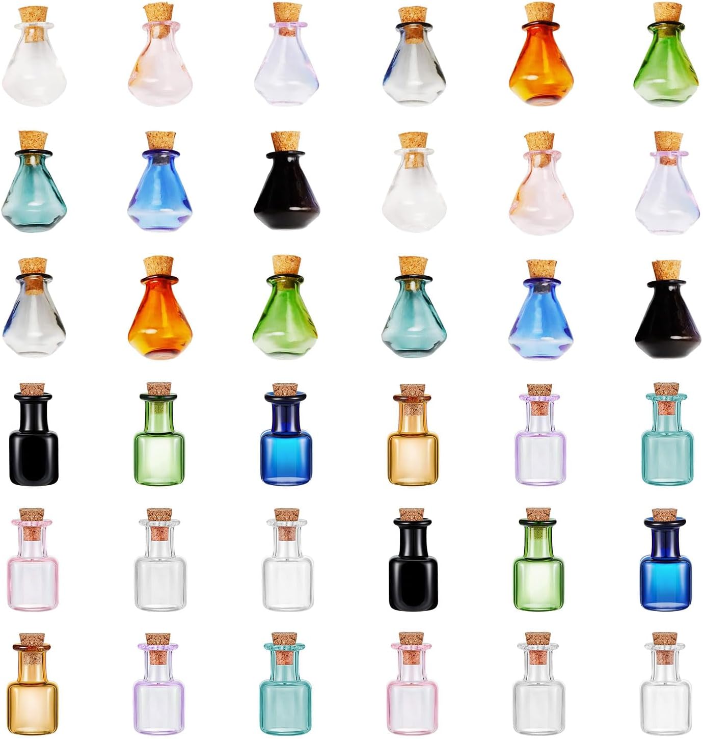 Amazon.com: 36 PCS Colored 2ml Mini Bottles with Cork Stopper Miniature ...