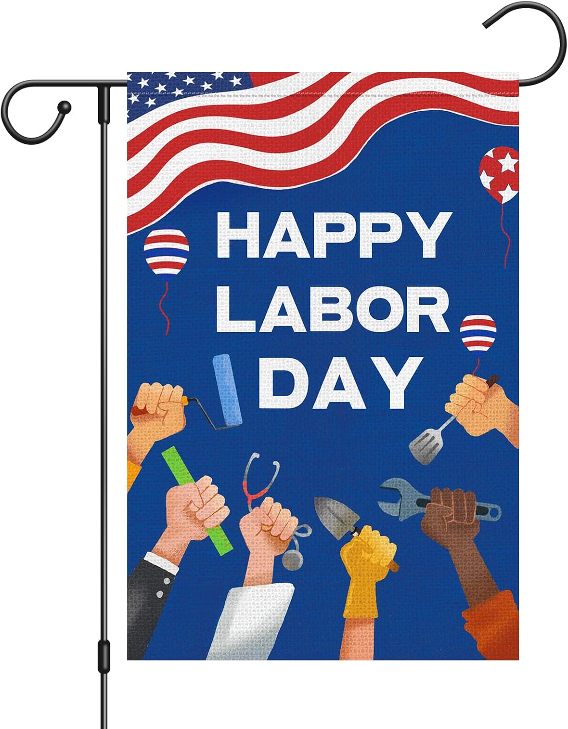 Amazon.com : Happy Labor Day Garden Flag Working Tools Patriotic USA ...