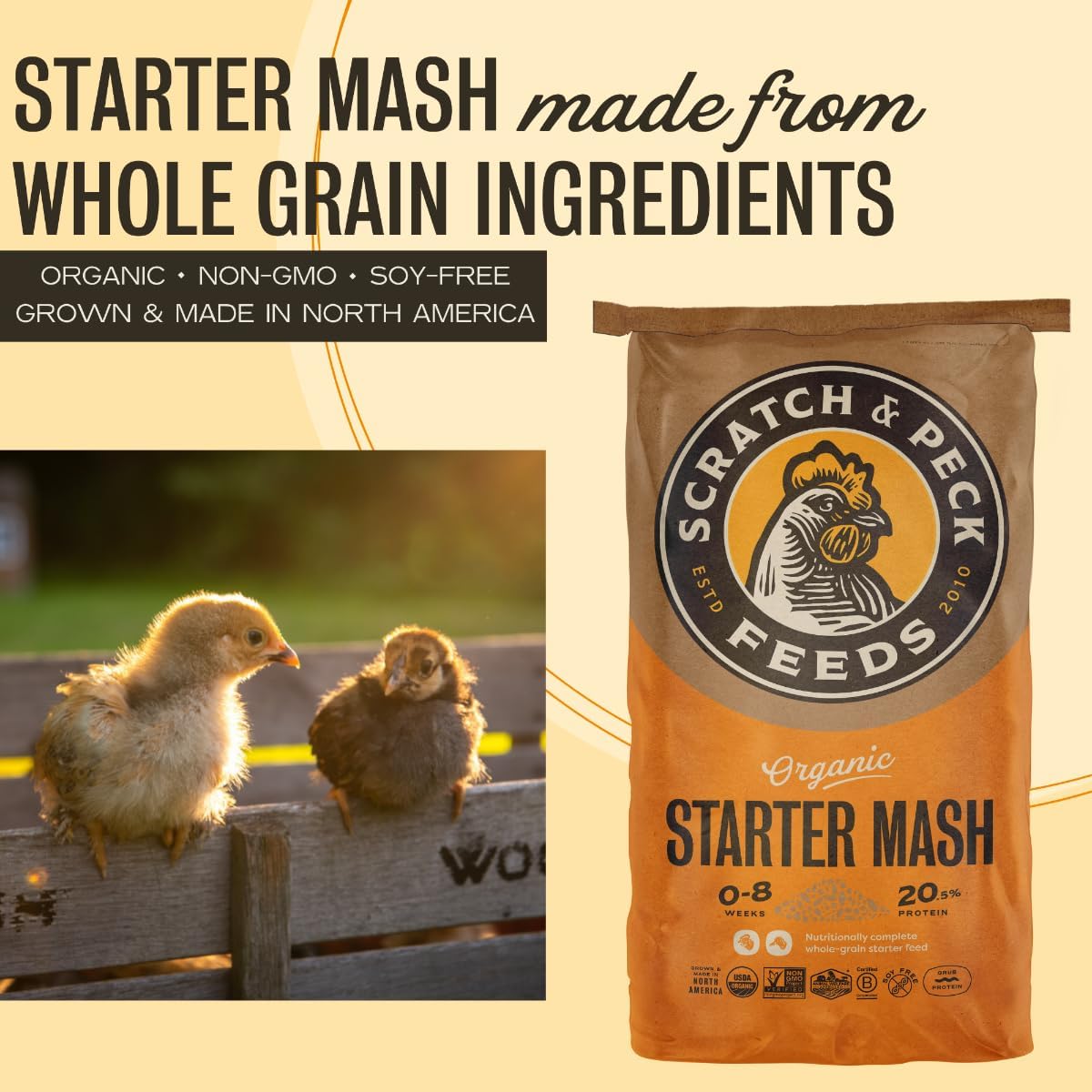 Scratch and Peck Feeds – Alimento orgánico para pollitos, 25 libras, 20 ...