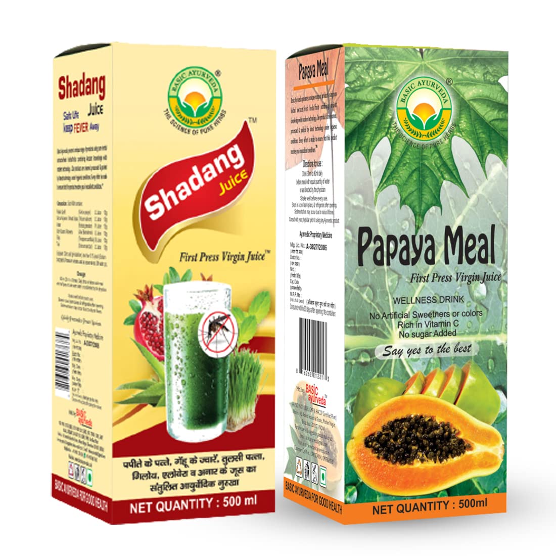 Basic Ayurveda Shadang Juice & Papaya Meal Juice Combo, 2 Pack ...