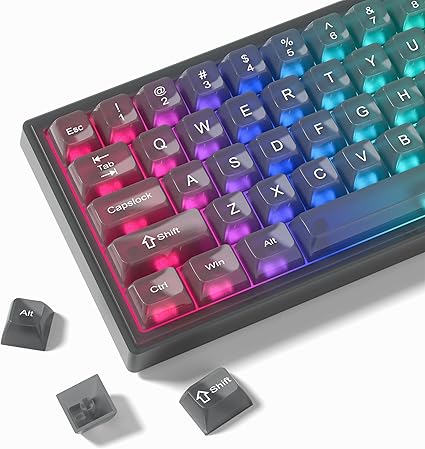 Amazon.com: Womier Keyboard Keycaps Clear, Grey/Black Keycaps 60 65 75 ...