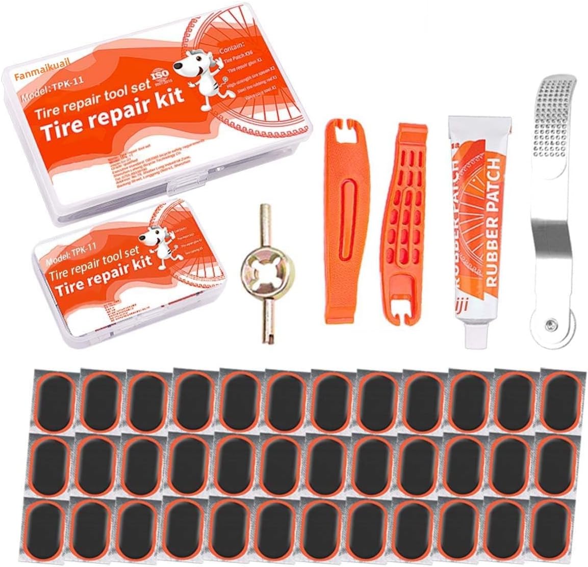 Amazon.com : Fanmaikuail Bike Tube Patch Kit - with 36 Pcs Vulcanizing ...