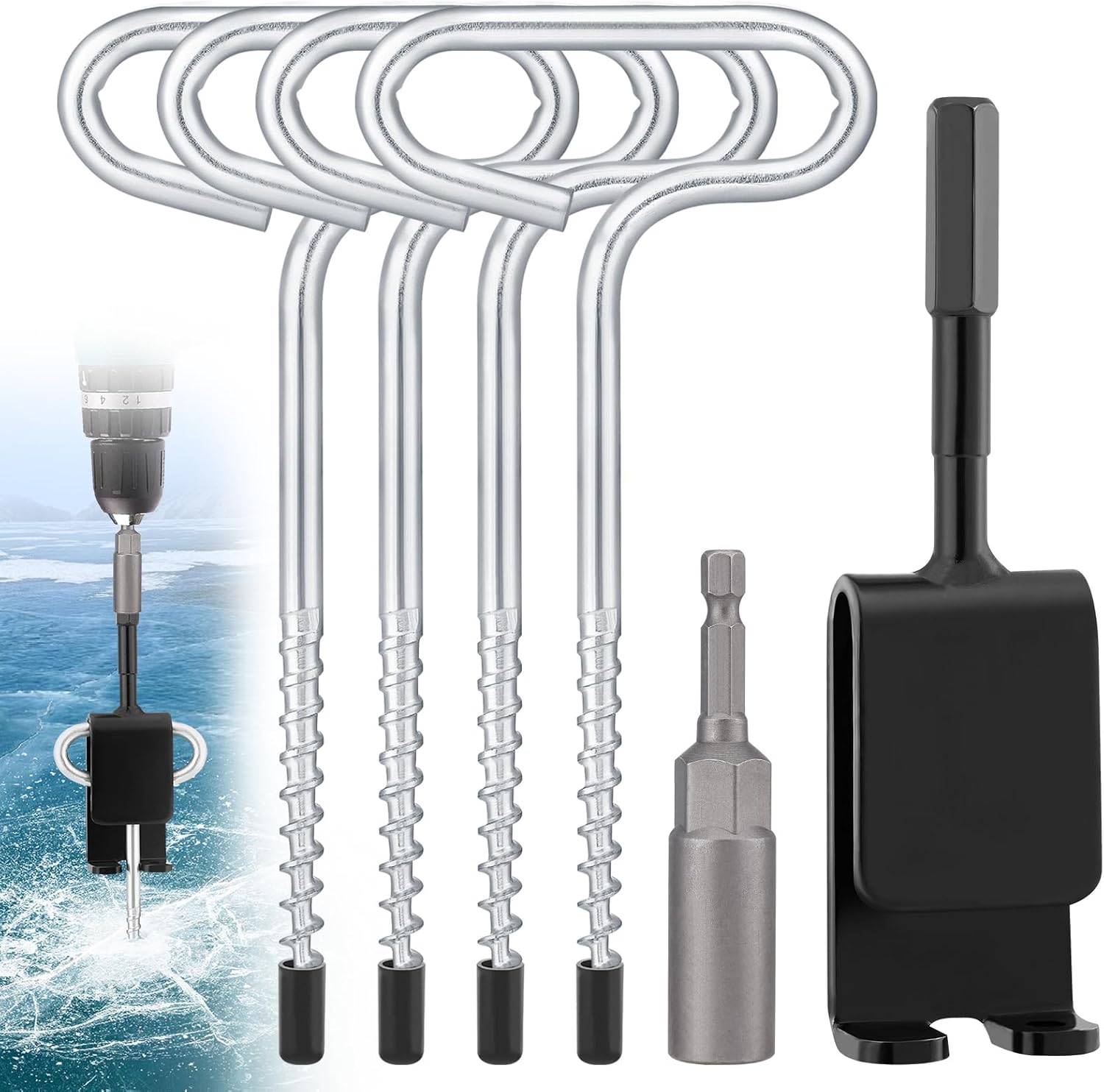 Amazon.com : MADHOLLY Universal Ice Anchor Tool- Ice Anchor Drill ...