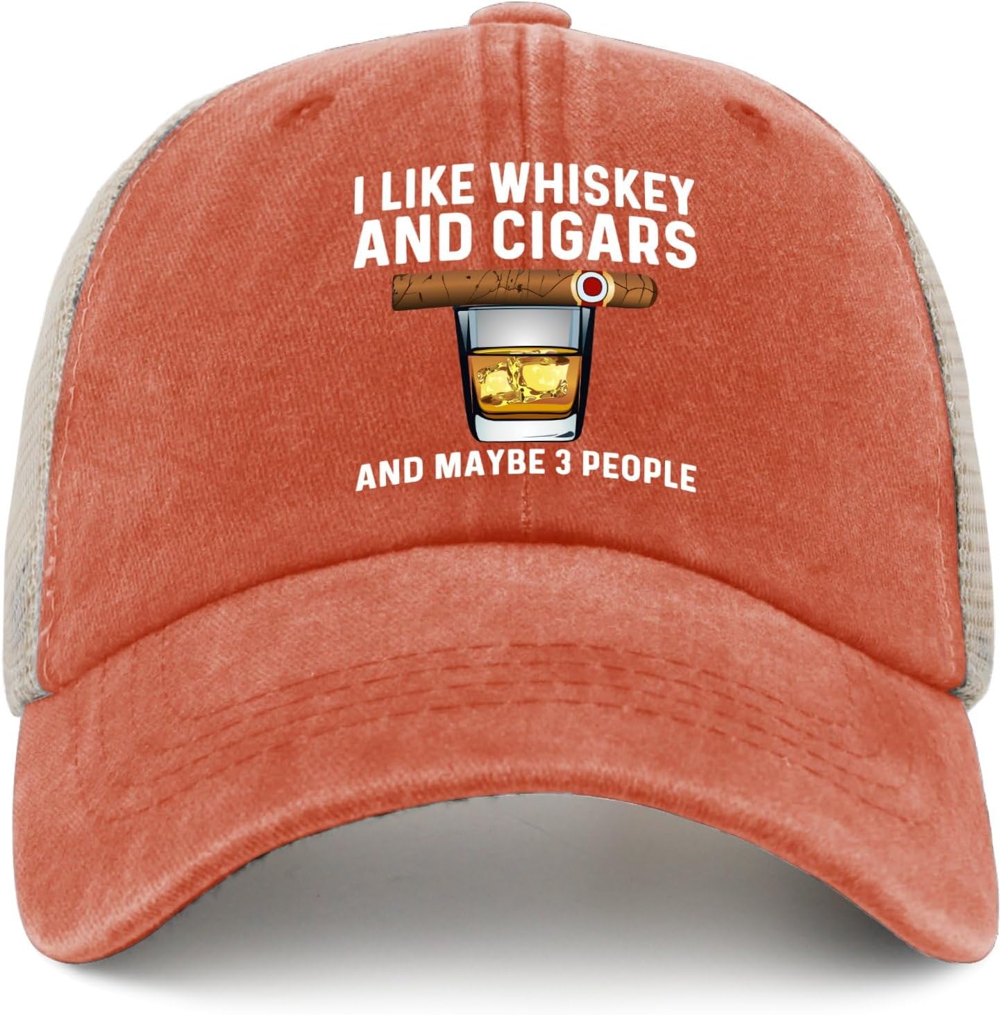 I Like Whiskey and Cigars and Maybe 3 People Trucker Hat Men Vintage ...